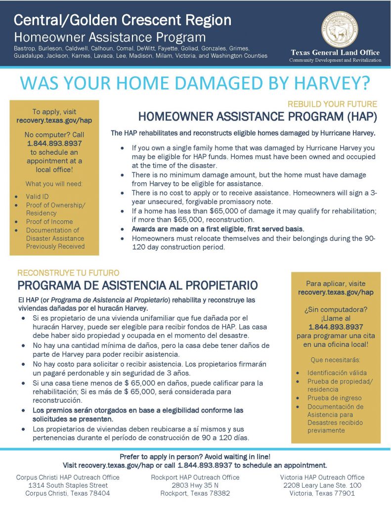 Homeowner Assistance Program (HAP) Flyer and document check list ...