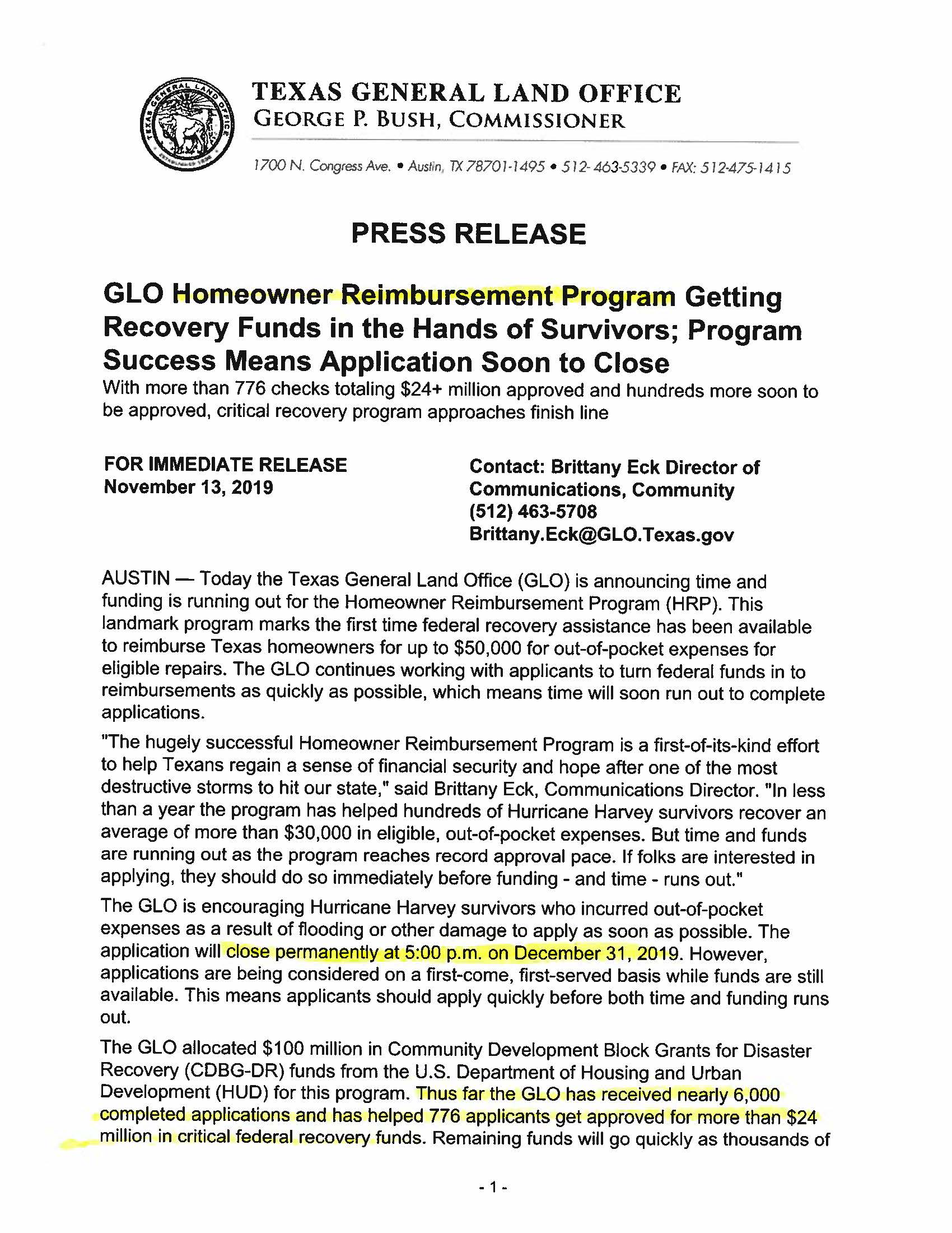 GLO Homeowner Reimbursement Program Soon to Close – Aransas County ...