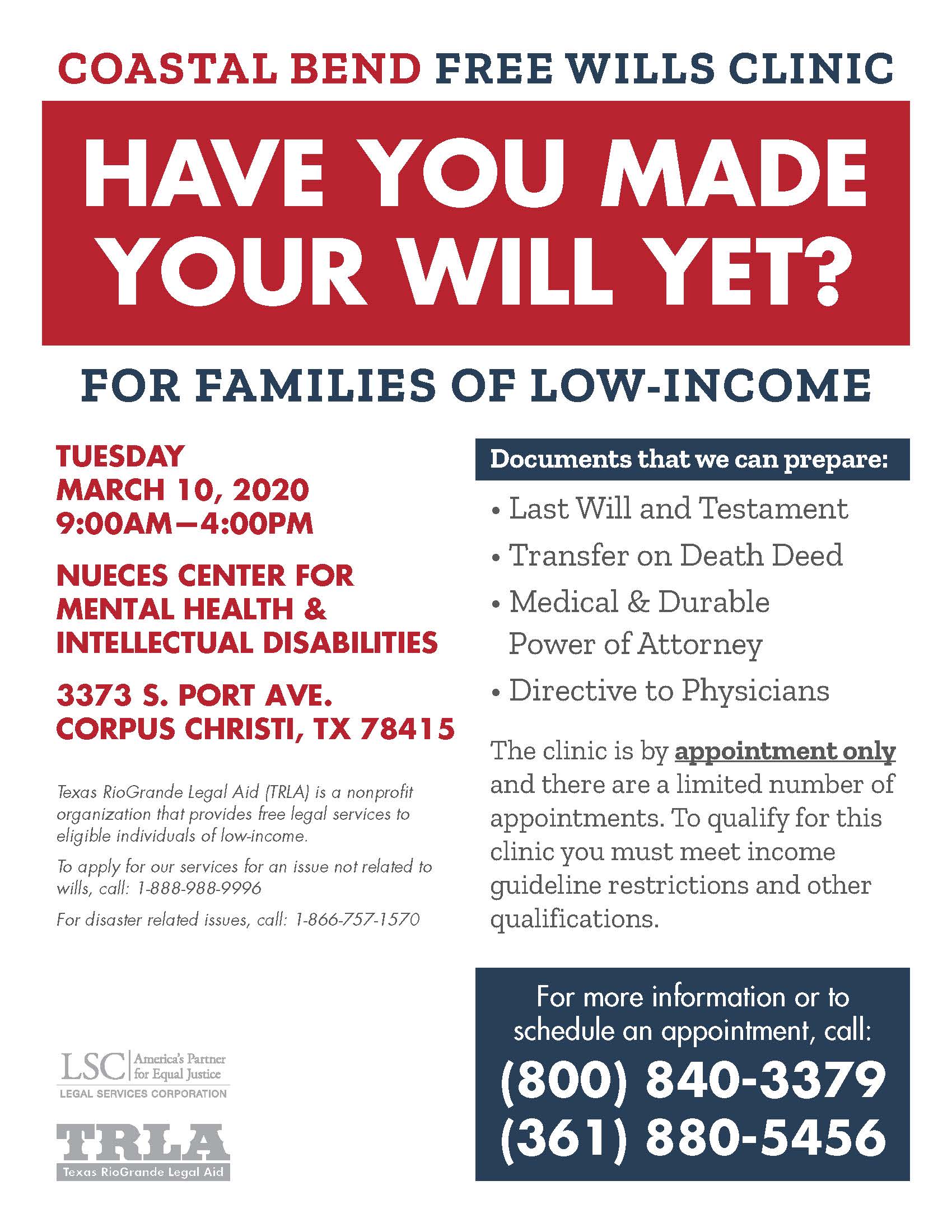 Coastal Bend Free Wills Clinic March 10, 2020 – Aransas County Happenings