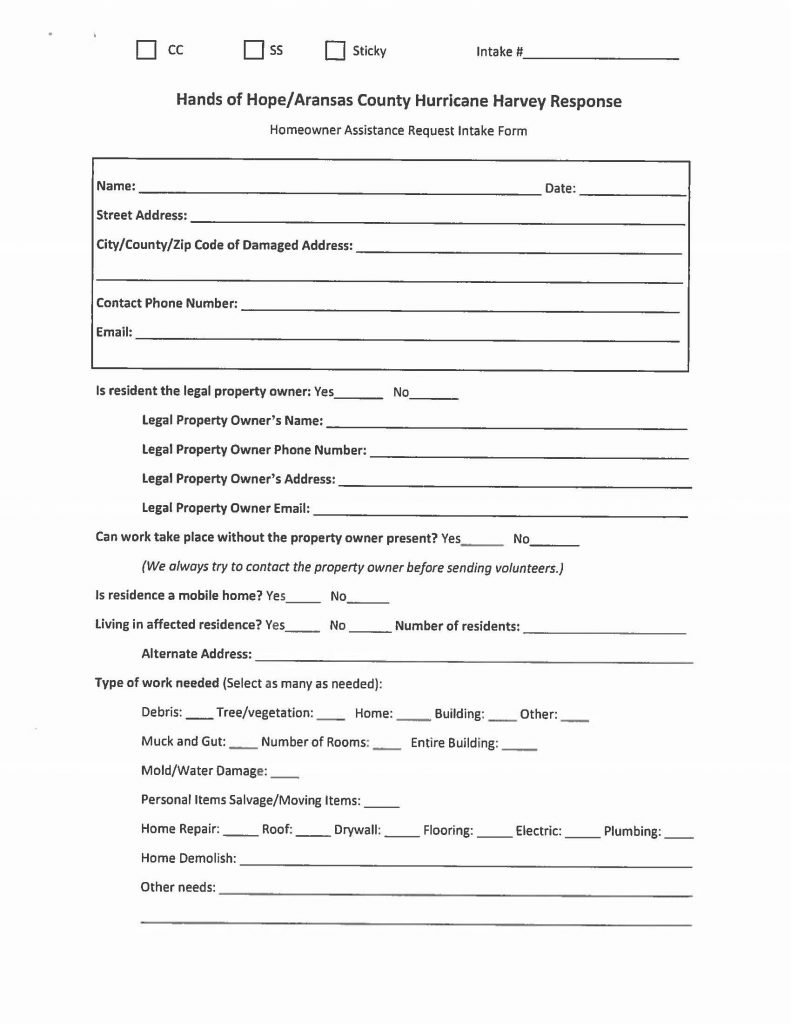 Free Printable Recovery Intake Forms - Printable Forms Free Online